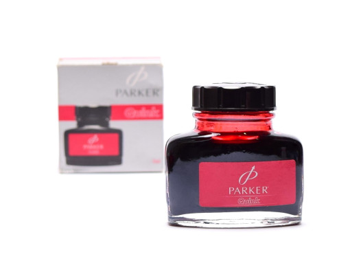 NOS Vintage Rare 1999 PARKER QUINK RED Rouge Fountain Pen Glass Bottled ...