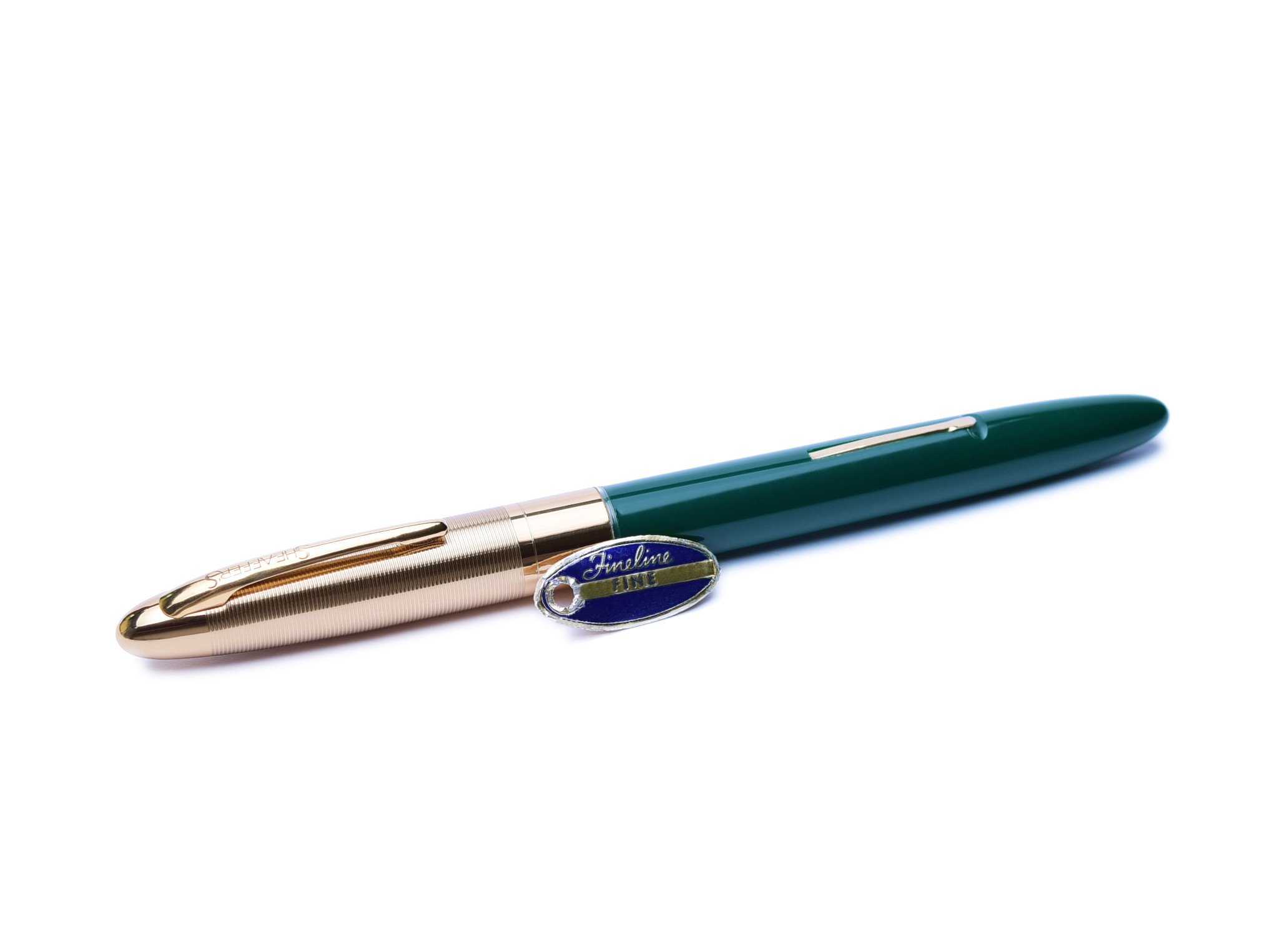 VINTAGE SHEAFFER'S FINELINE DIVISION GREEN AND GOLD 341 F FINE SIZE ...