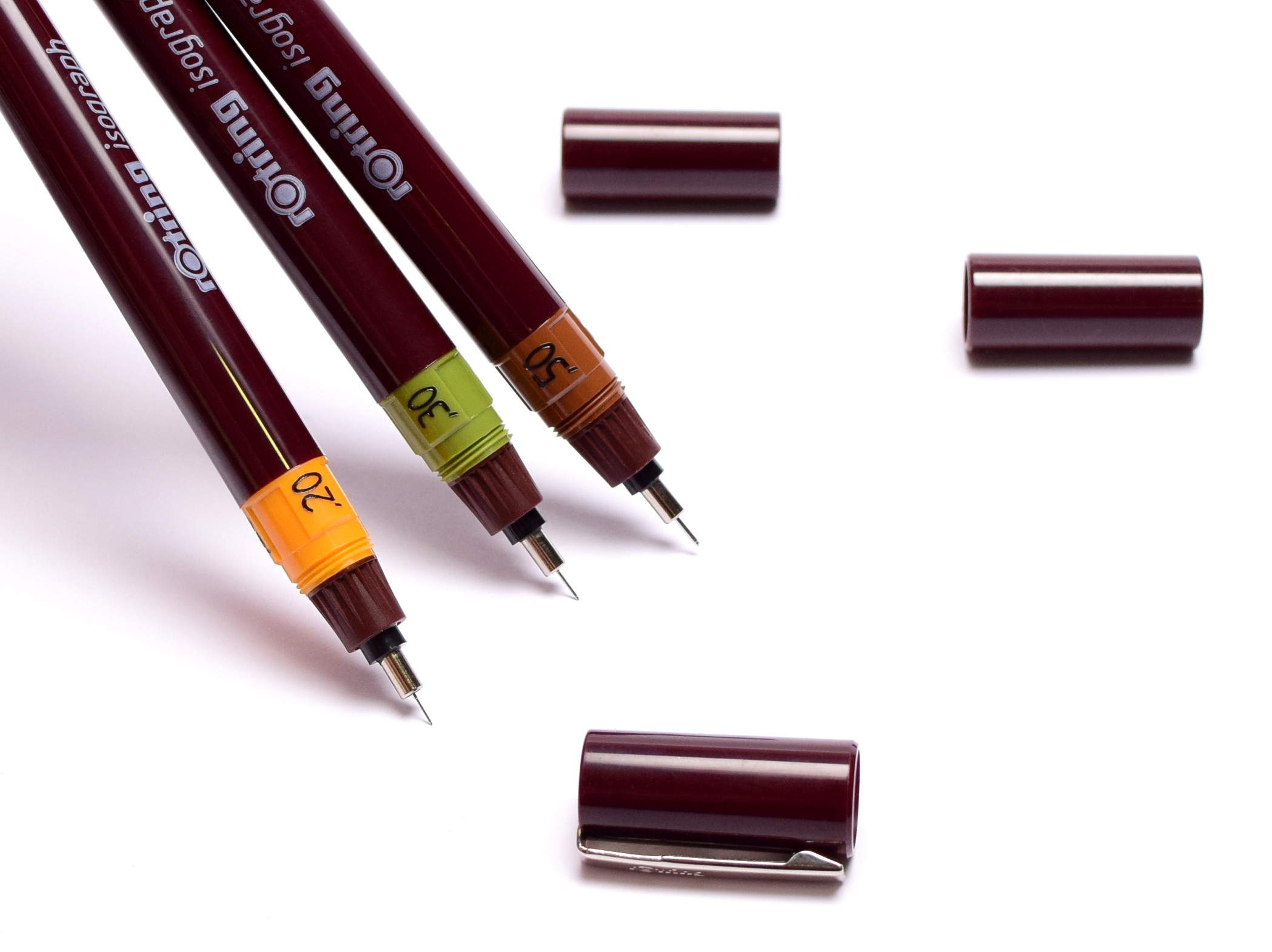 NOS Vintage Rotring Isograph Junior Set 3 Technical Pens 0.20mm, 0.30mm ...