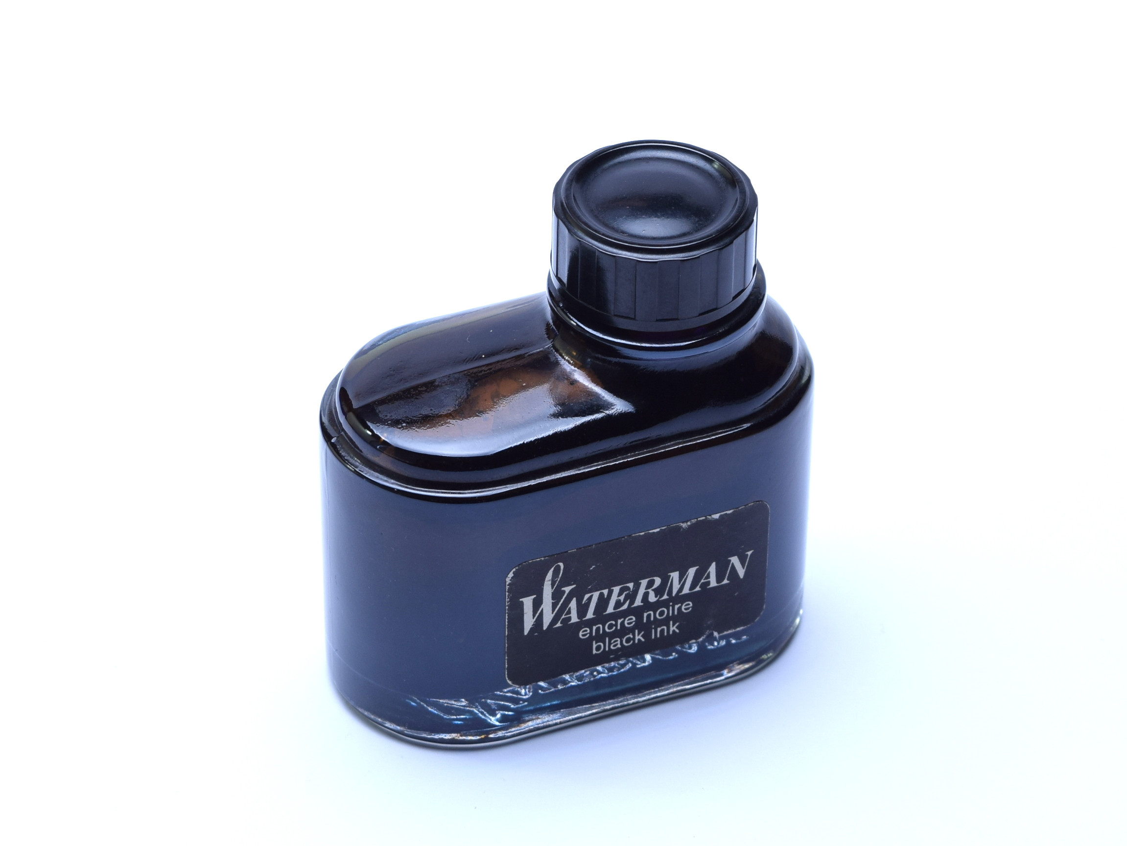 Very Rare Vintage 60's WATERMAN France Ink in Glass Bottle Container Black