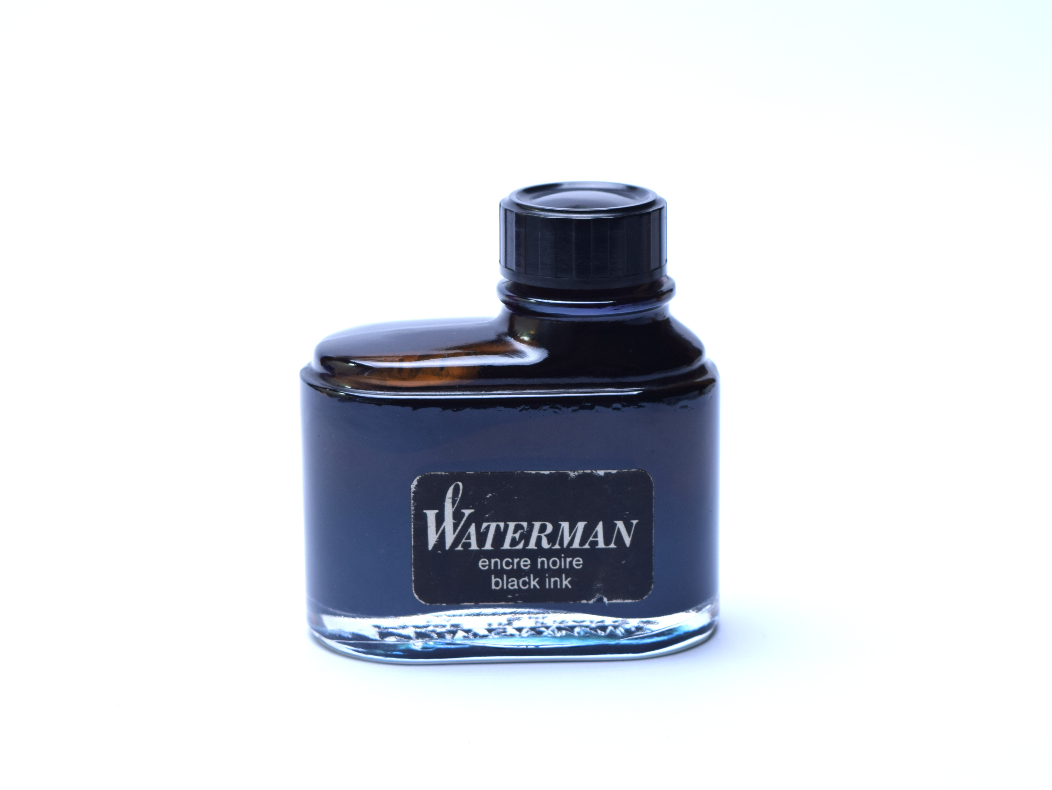 Very Rare Vintage 60's WATERMAN France Ink in Glass Bottle Container Black
