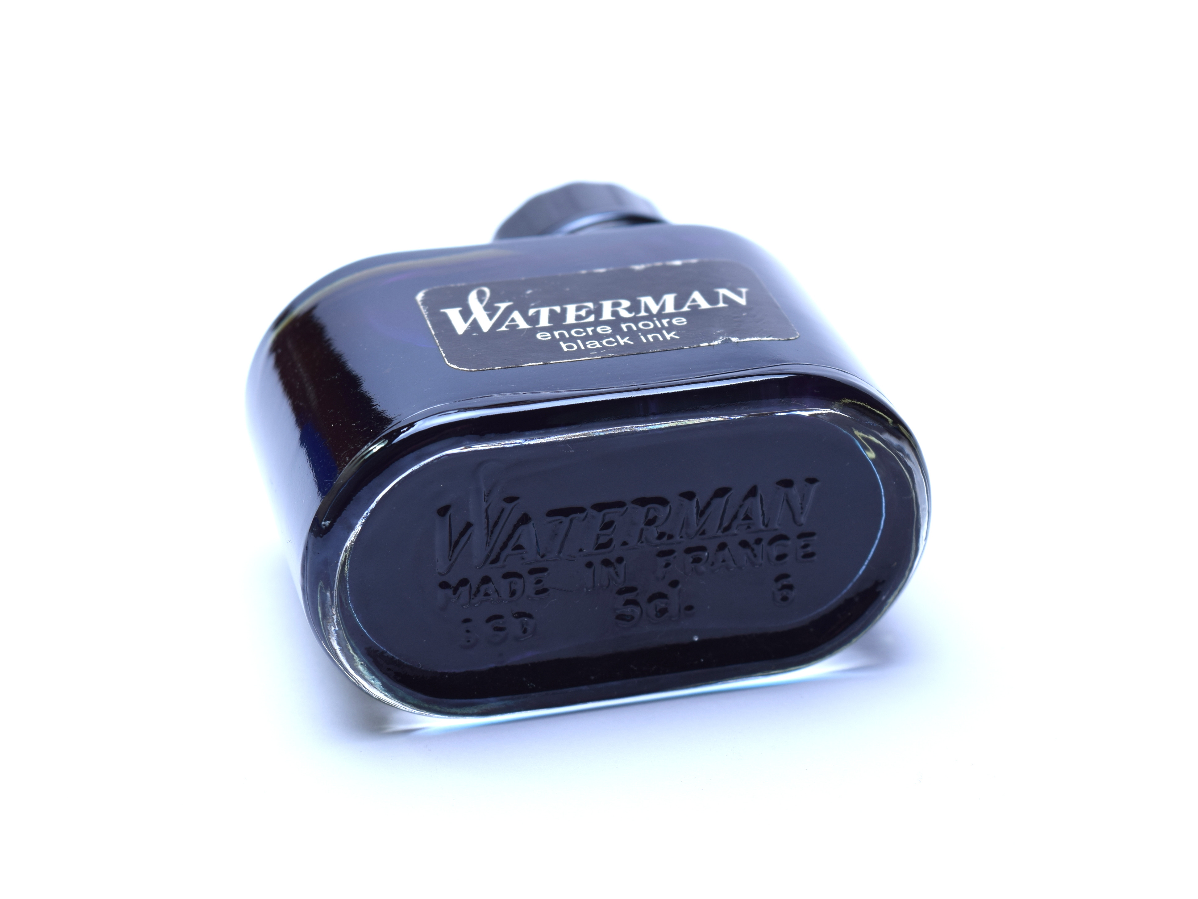 Very Rare Vintage 60's WATERMAN France Ink in Glass Bottle Container Black