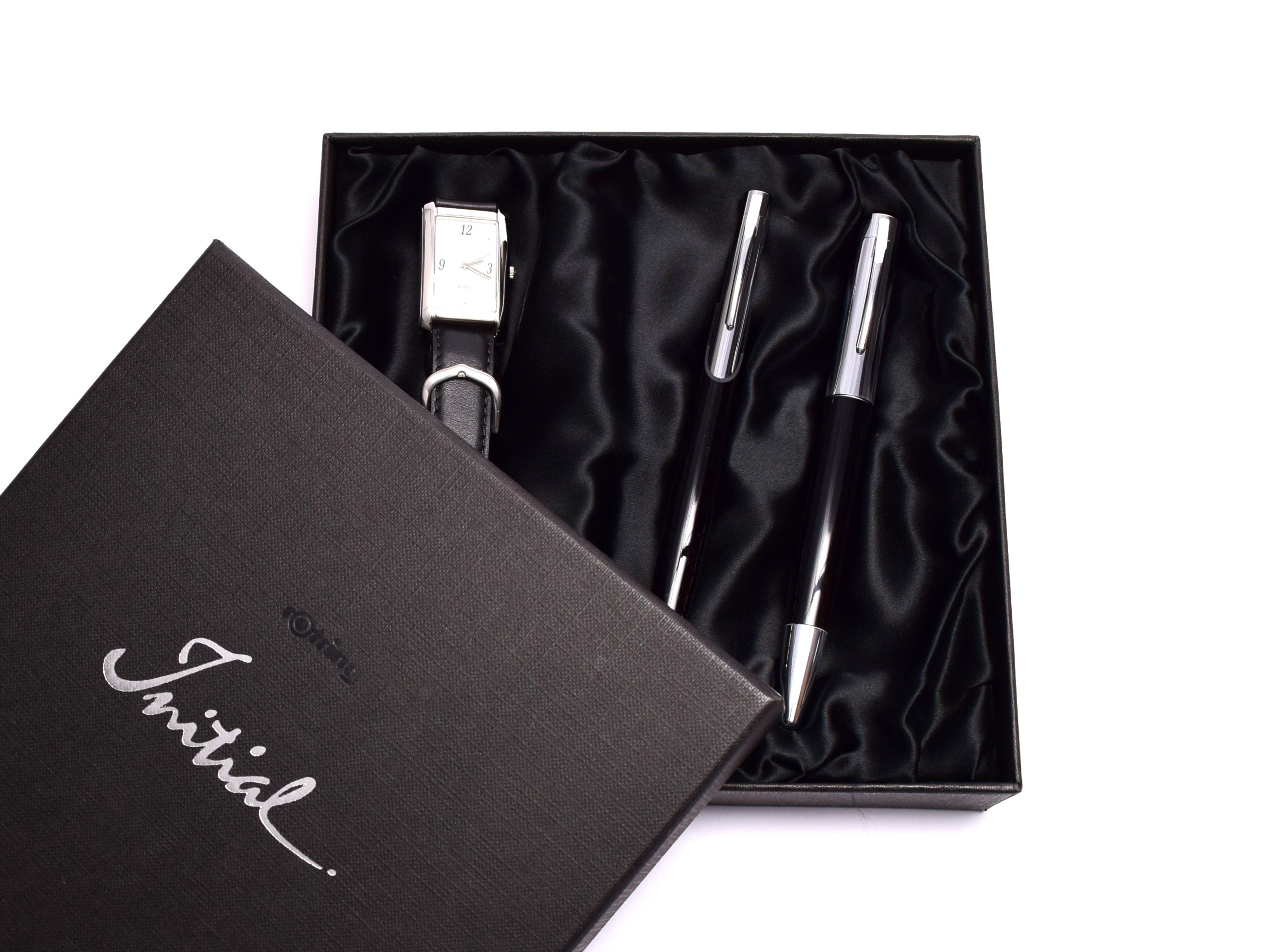 NOS New Rotring Initial Rollerball and Ballpoint Pe Black & Silver Set ...