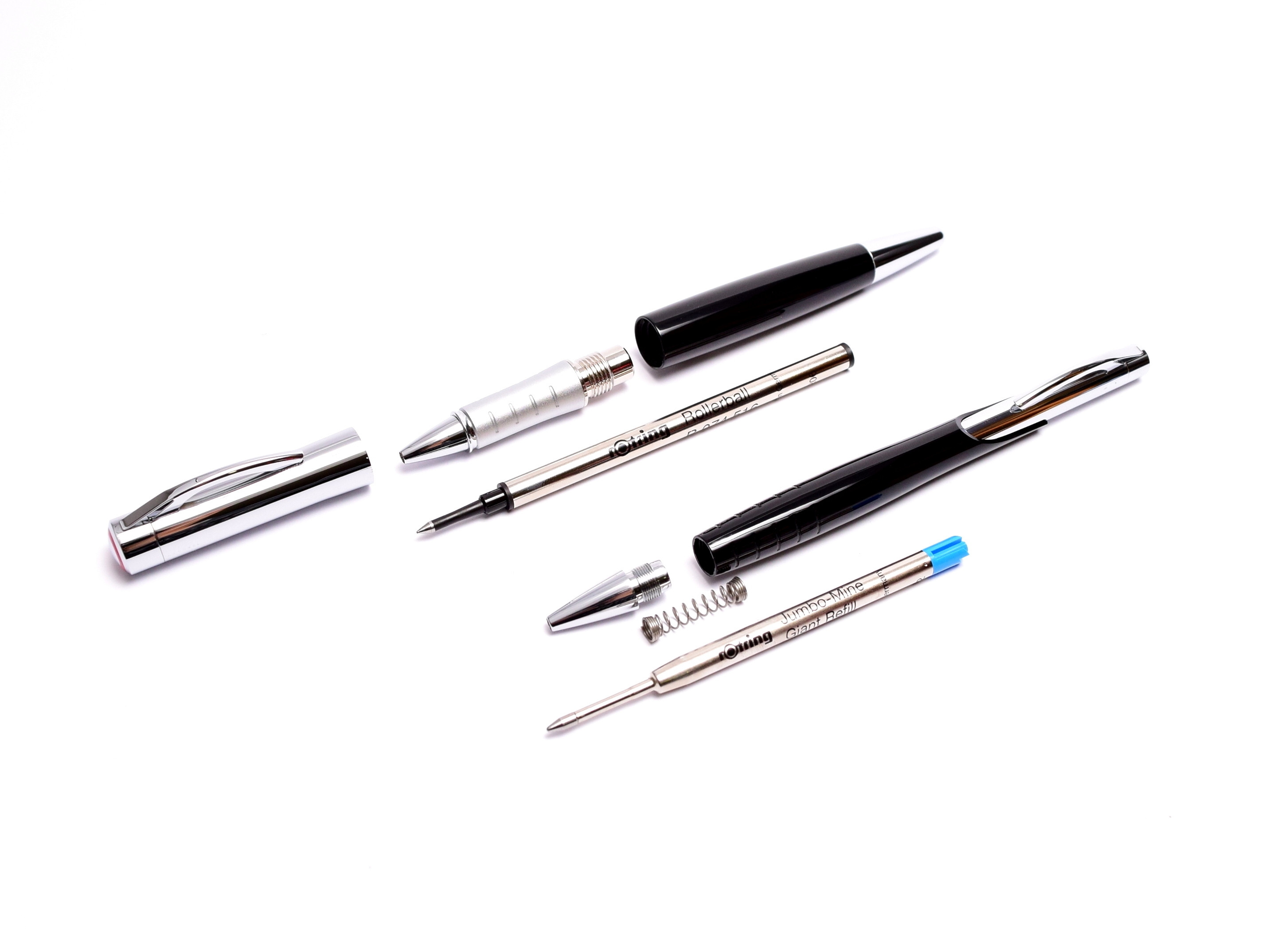 NOS New Rotring Initial Rollerball and Ballpoint Pe Black & Silver Set ...