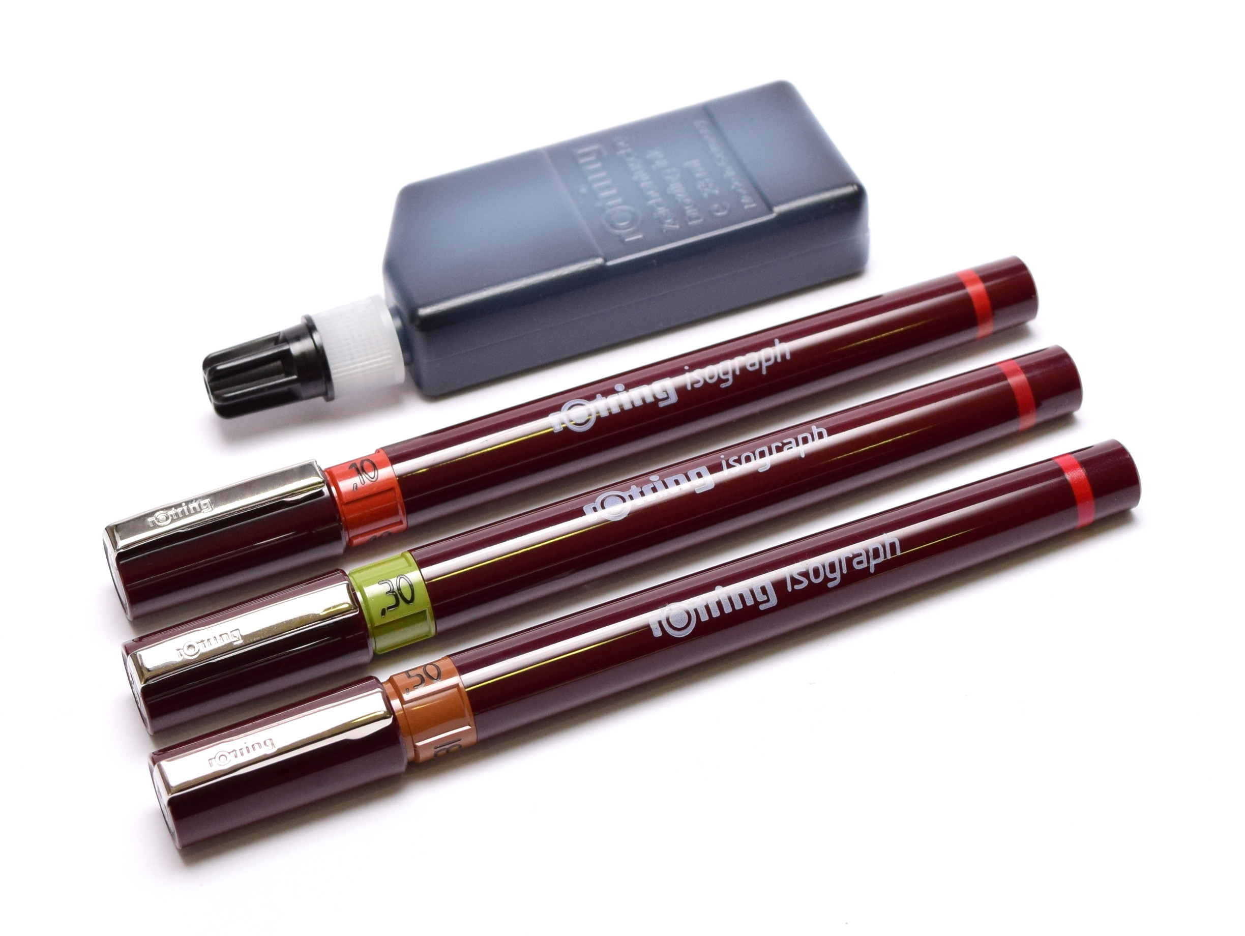 NOS Vintage Rotring Isograph Master Set 3 Technical Pens 0.10mm, 0.30mm ...