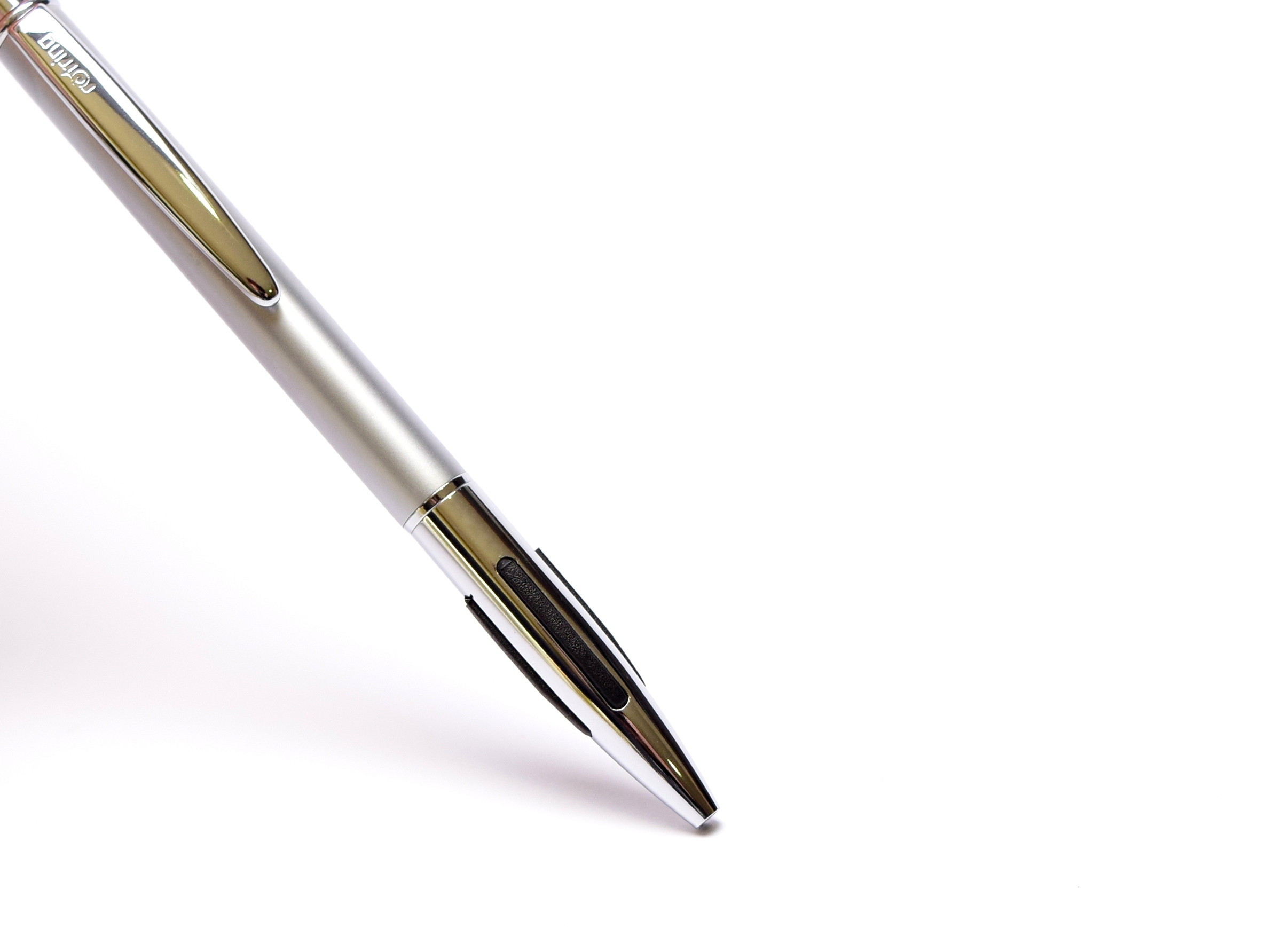 NOS New Rotring Athens Cushioned Quad Grip Matte Chrome Black & Silver ...