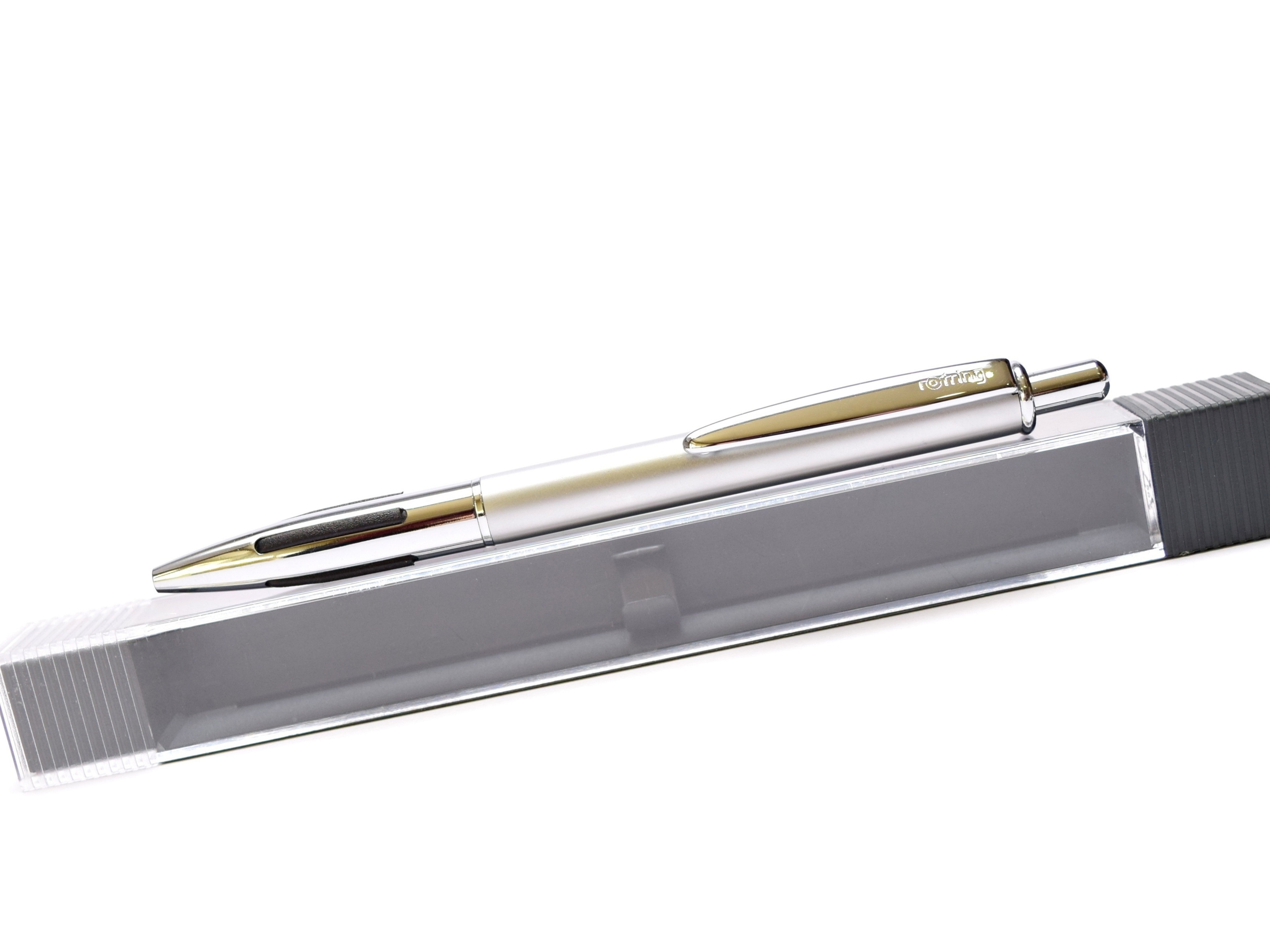 NOS New Rotring Athens Cushioned Quad Grip Matte Chrome Black & Silver ...