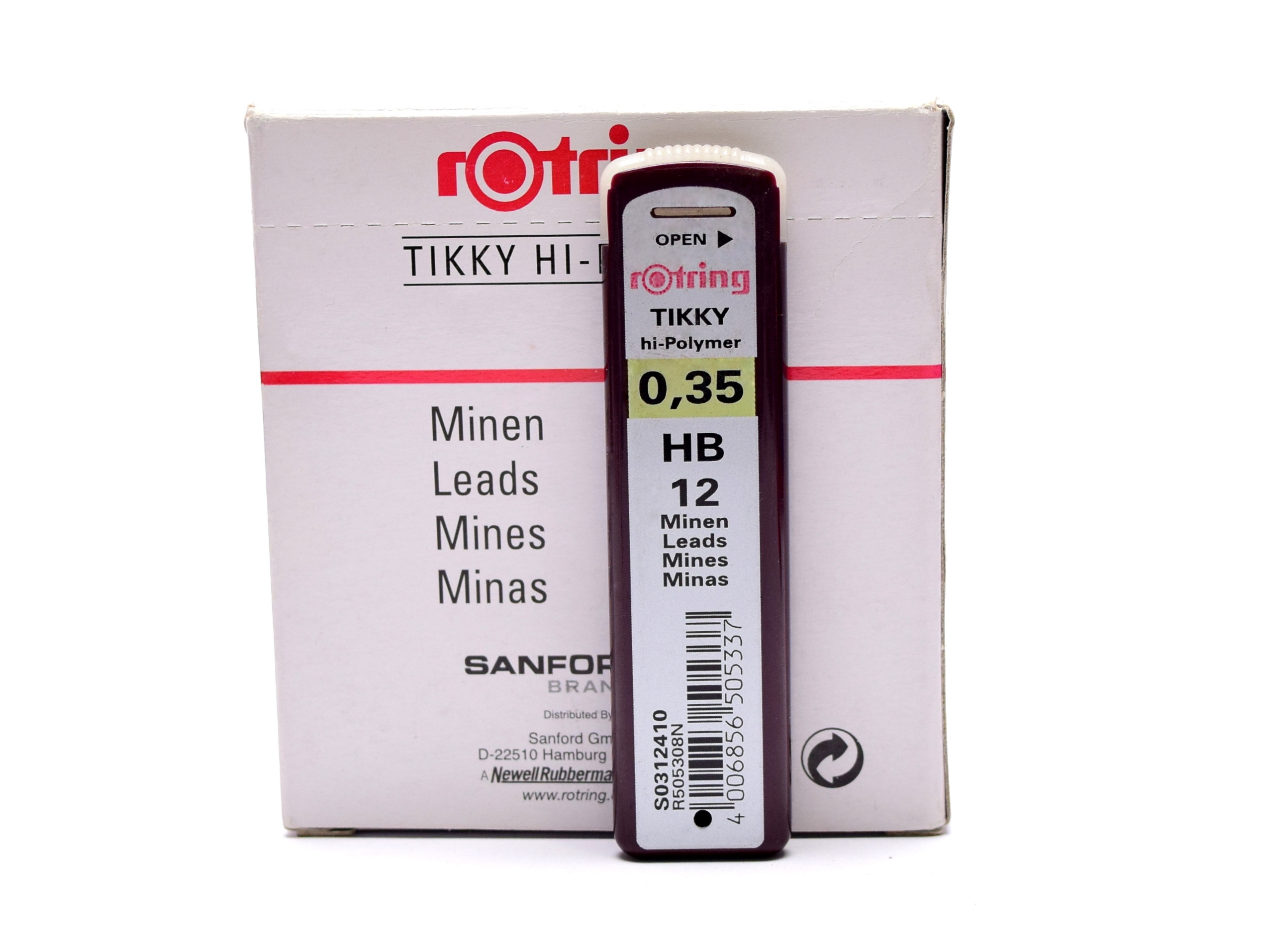 Rotring Tikky Hi-Polymer 0,35mm HB Pack of 12 Leads for Mechanical Pencil S0312410