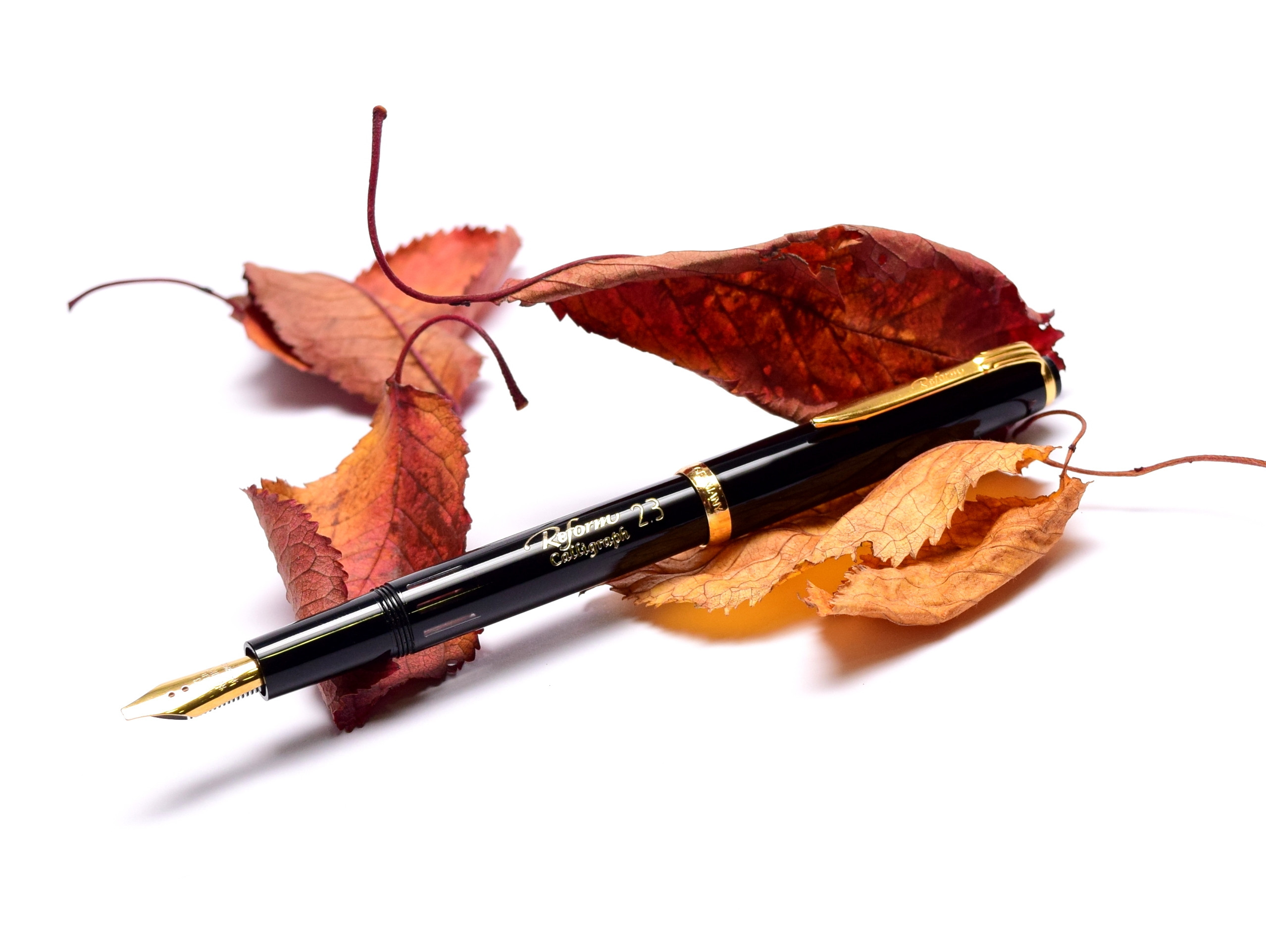 Vintage Reform Calligraph Black Resin & Gold Plate Trims 2.3 Steel Nib ...