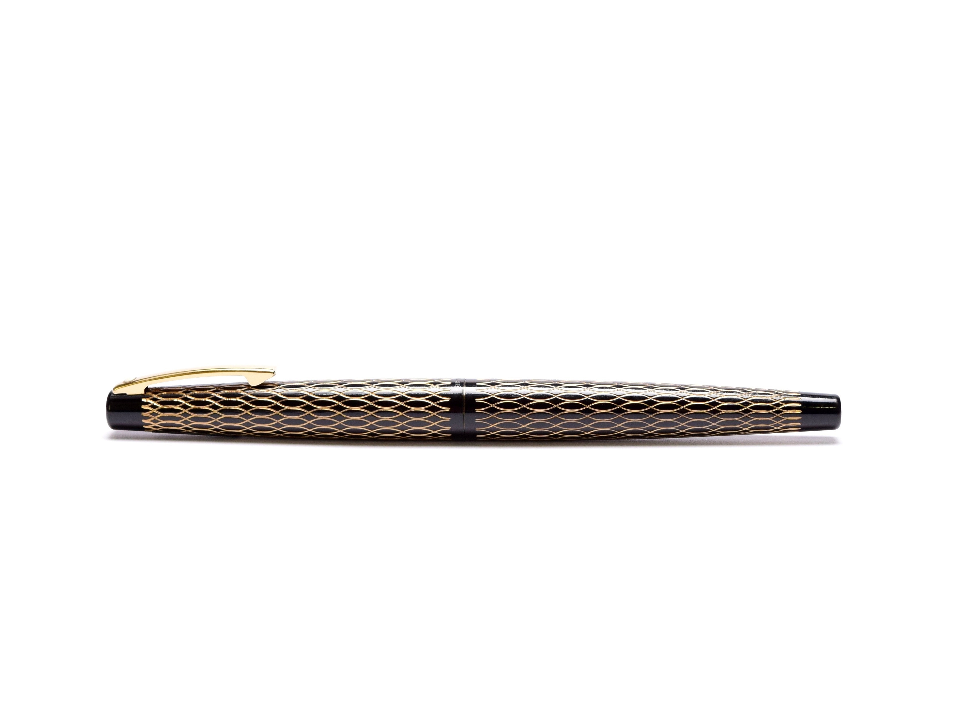 Lady Sheaffer 632 Black Enamel & Gold Tulle Net M Medium Triumph Point ...
