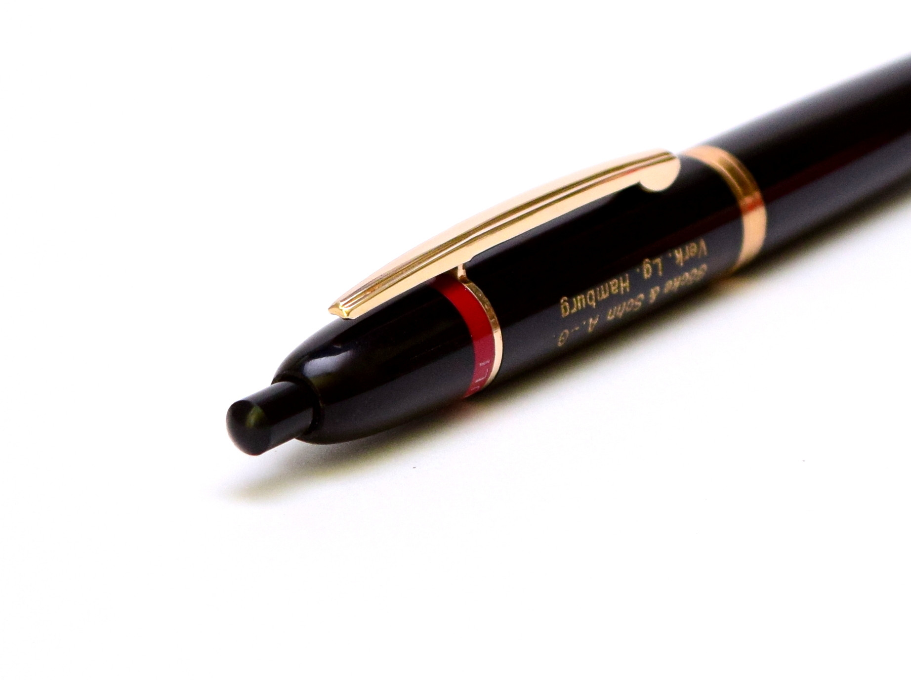 Vintage 1950s Rotring TIKK-KULI Germany Hard Rubber 7 Gold Push Button ...