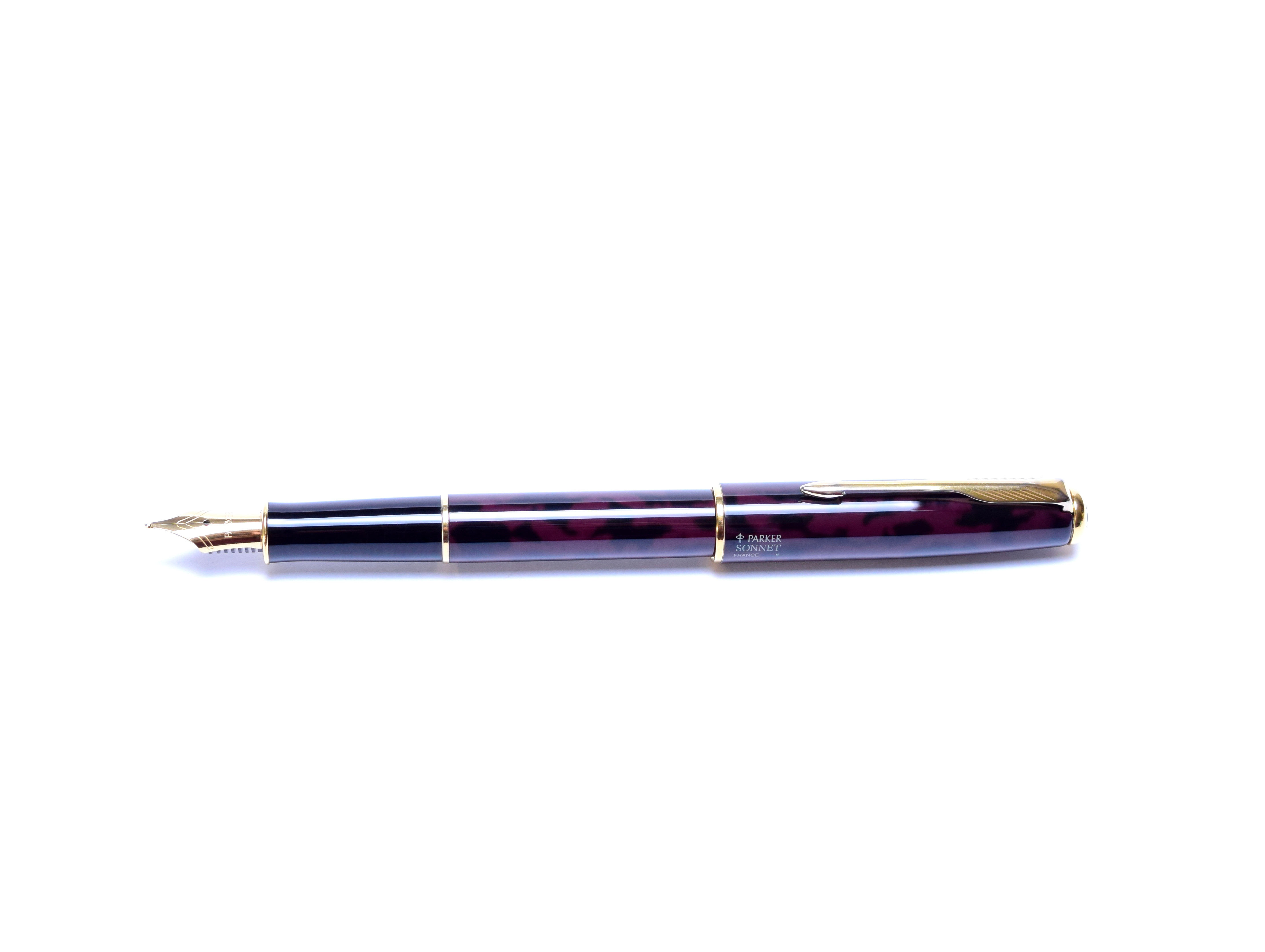 1994 Parker Sonnet Laque/Lacquer Autumn Marble Red Gold Trim M Medium Nib Fountain Pen Made in ...