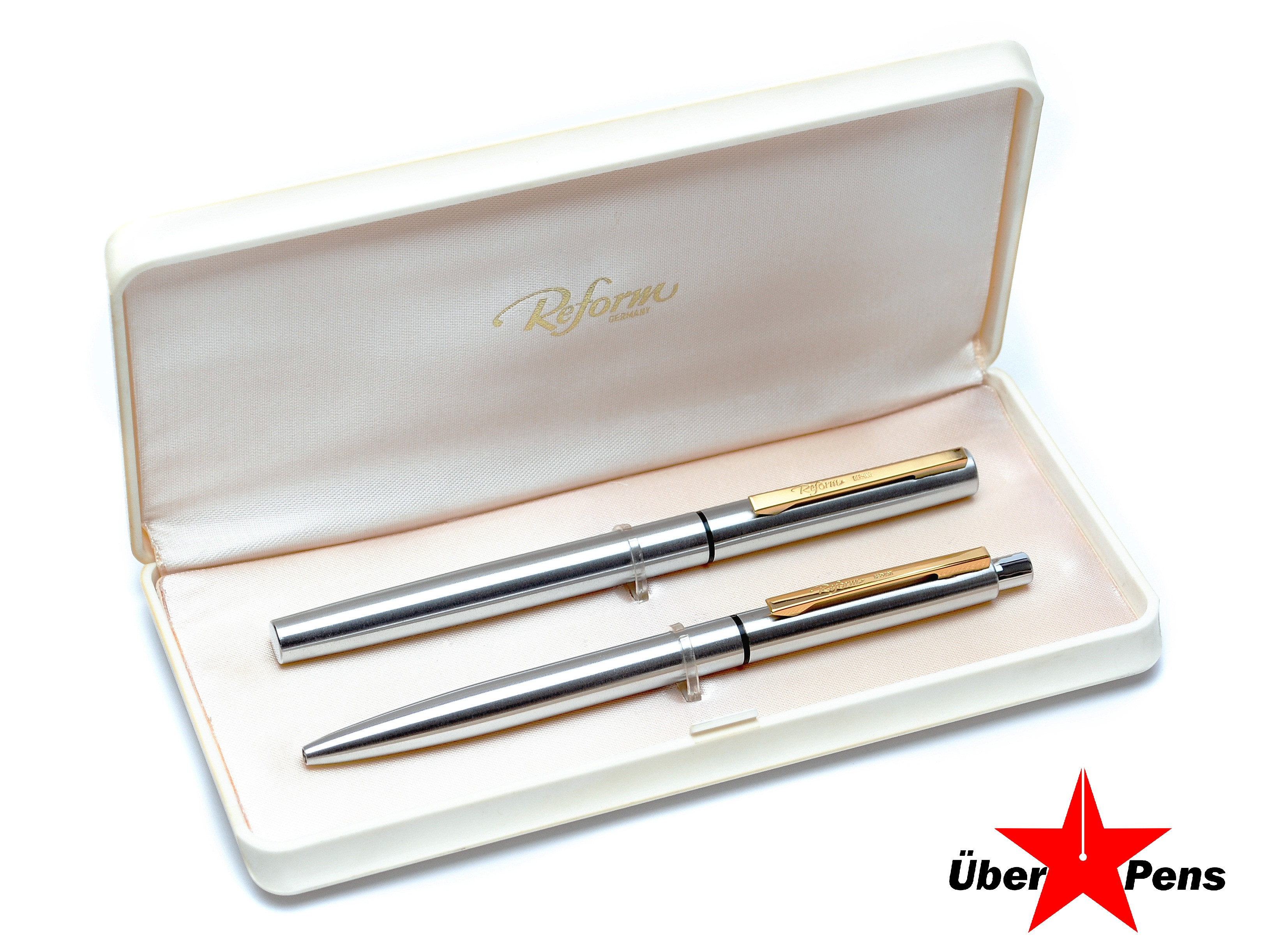 Vintage 80's Reform Brushed Matte Steel EF Gold Nib Fountain ...